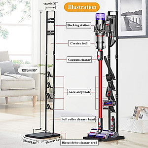 Haturi Vacuum Stand, Vacuum Accessories Stable Metal Storage Bracket Holder for Dyson Handheld V15 V11 V10 V8 V7 V6 Cordless Vacuum Cleaners, Black DC30 DC31 DC34 DC35 DC58 DC59 DC62 DC74