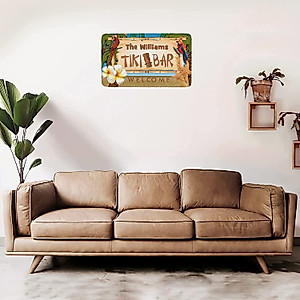 yuqier Personalized Tiki Bar Signs Customized Name Pet Welcome Metal/Wooden Sign Use Indoor/Outdoor Great Gift and Decor for Bar, Restaurant, Pool, Hot Tub, Man Cave and She Shed