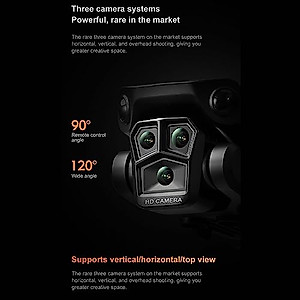 K6 Drone Triple Camera, 4K HD Aerial Photography, Optical Position, Four Way Obstacle Avoidance, Gravity Induction, RC Quadcopter for Adults and Kids, Gray Black