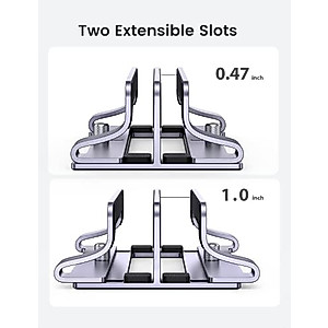 UGREEN Vertical Laptop Stand Holder Desk Dual Aluminum Dock Compatible with MacBook Pro Air Laptop Stand Desktop Adjustable, Lenovo Ideapad, Surface Book, HP Notebook, Dell Chromebook Up to 17.3 Inch