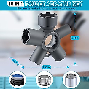 Enhon 10 in 1 Faucet Aerator Removal Tool Faucet Aerator Key for Hidden Threaded Aerator/Aerator with Housing (Cut Edge&Round) Aerator Tool with Size M16.5/M18.5/M21.5/M22/M24/M28 Aeration Tool
