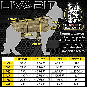 LIVABIT [ Tan ] Canine Service Dog Tactical Molle Vest Harness Large