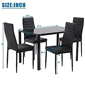 FDW Dining Table Set Dining Table Dining Room Table Set for Small Spaces Kitchen Table and Chairs for 4 Table with Chairs Home Furniture Rectangular Modern