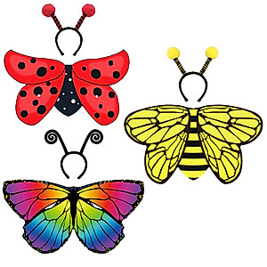 Creatoy Kids Butterfly-Wings-Costume Toddler Lady-Bug Bumble-bee Costume for Boys Girls Dress Up Clothes for Play Bug Insect Birthday Party Supplies Halloween Favors