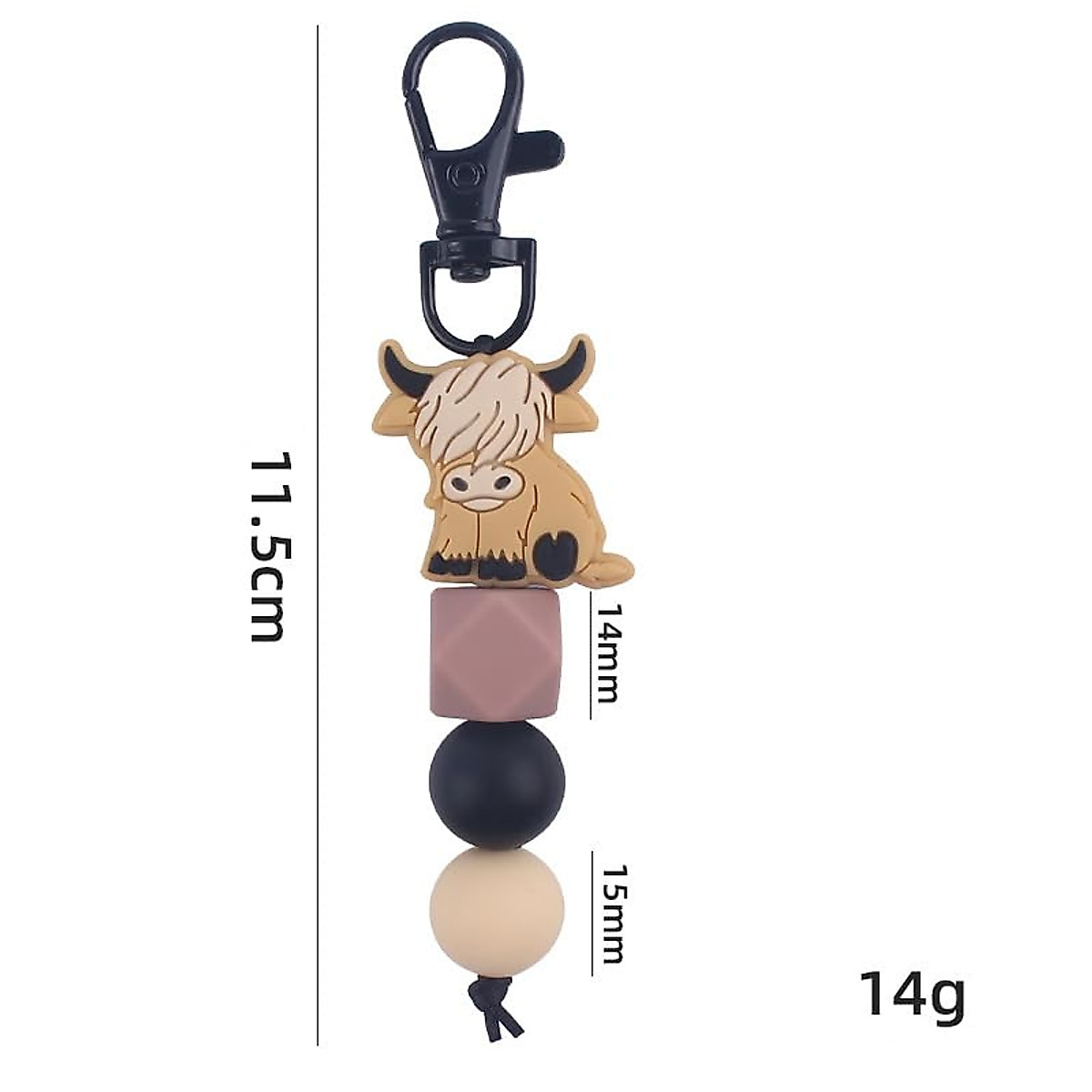 Cowgirl Cowboy Gifts Wristlet Keychain Bracelet Retro Cute Highland Cattle Silicone Bead Tassel Keyring Pendants Charm Accessories for Women Bag Car Key Western Country Cow Yak Jewelry