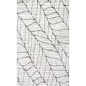 nuLOOM Leaves Abstract Area Rug, 5' x 8', Light Grey