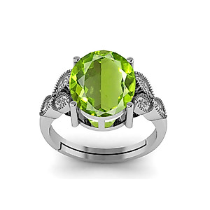 LMDPRAJAPATIS 7.25 Carat Peridot Stone German Silver Beautiful Anniversary Ring For Men And Women