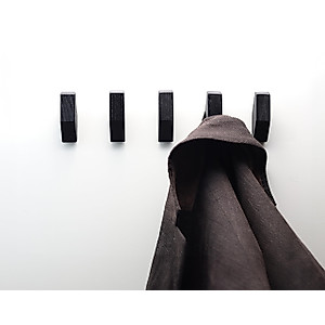 TOROS store Set of 5 Wood Wall Hooks - Modern Black Wooden Coat Hooks for Hanging, Coat Hooks Wall Mounted, Decorative Hooks, Hook Rack, Bag Hooks, Hat Hooks for Wall, Backpack Wall Hook