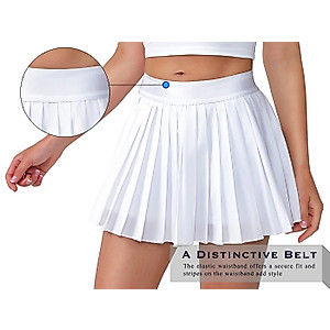 Eleloveph Women's Pleated Tennis Skirt-Flowy Athletic Design,Suitable for Golf, Skater, Running Sports White