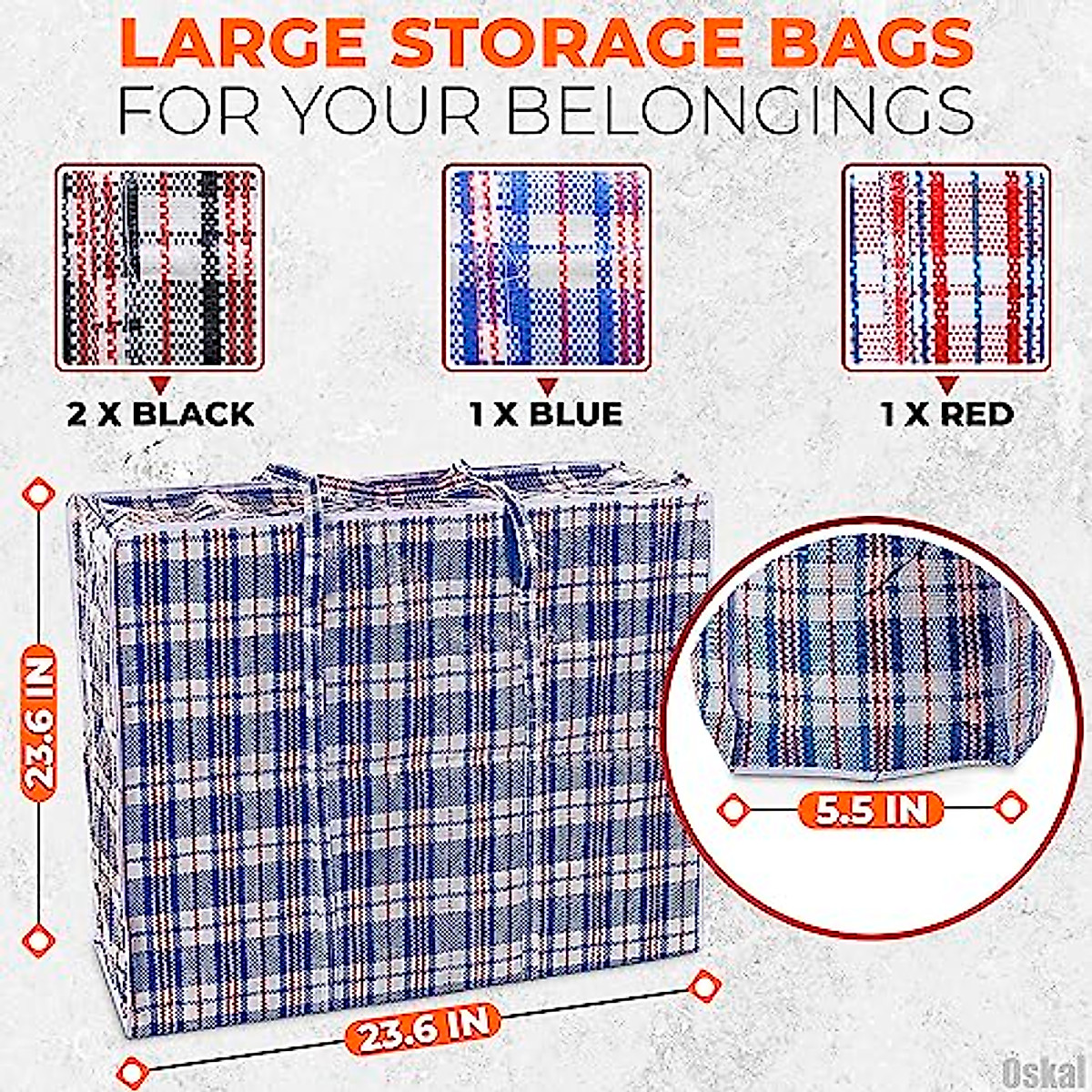 4Pcs Extra Large Laundry Bag for Storage Box with Zipper Laundry Bags - Storage Bags with Handles with Durable Zipper, Moving Storage Bags, Travel Laundry Bag with Handles for Cloths, Bedding ksi
