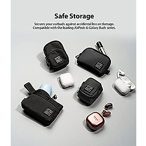 Ringke Mini Pouch [Half Pocket] Nylon Carrying Pouch Small Bag for AirPods, Galaxy Buds, Earphones, Cards, ID - Black