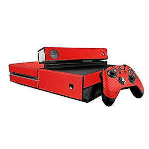 3D Carbon Fiber Fire Red - Air Release Vinyl Decal Mod Skin Kit by System Skins - Compatible with Microsoft Xbox One (XB1)