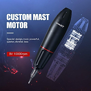 Dragonhawk Tattoo Machine Kit Rotary Tattoo Pen Gun Kit 20Pcs Tattoo Cartridges Needles Foot Pedal Power Supply for General Tattoo & Smp Studio 1013-10