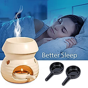 AHANDMAKER 4 Pcs Little Candle Spoon Replacement, 2 Pcs Tealight Wax Warmer Flat Round Ceramic Candle Spoon for Essential Oil Burner Tealight Fragrance Warmer Aromatherapy Diffuser