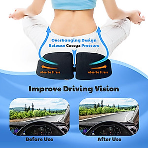 TOYALI Upgrades X Large Gel Enhanced Memory Foam Car Seat Cushion - Orthopedic Coccyx,Tailbone,Sciatica & Back Pain Relief - Office Chairs,Car Seat,Wheelchair Cushion (Black)