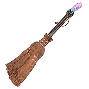 COLLBATH 4pcs Children's Mini Broom Mini Wizard Broom Dollhouse Miniature Brooms Broom Hanging Decoration Crystal Witch Broom Altar Ornament Halloween Brooms Decor Garden Car Palm Toy Room