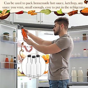 Zubebe 50 Pcs Hot Sauce Bottles 8.5 oz Woozy Bottles Clear Empty Mini Liquor Bottles Plastic Alcohol Bottles with Leak Proof Screw Caps for Oil Milk Beverages Salad Dressing Birthday Party Favors