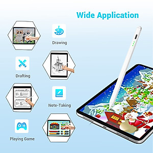 Stylus Pen for Apple Ipad Pencil - Ipad Pen for iPad 10th 9th Generation Palm Rejection with Apple Pen 2018-2024 Ipad 9th 8th 6th 7th Gen Mini 6th 5th Ipad Air 3/4/5 Gen iPad Pro 11-12.9 inch White
