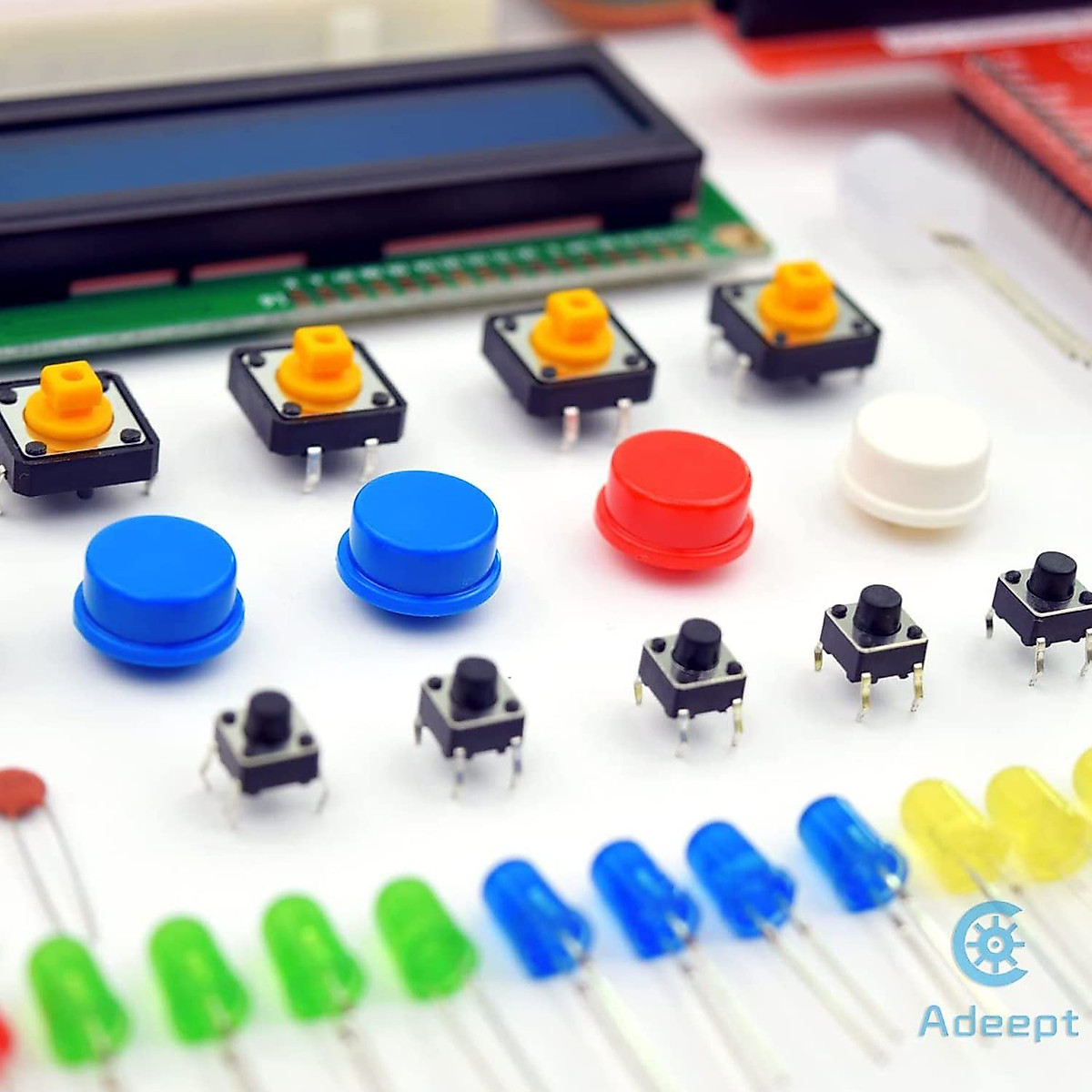 Adeept Starter Kit Compatible with Raspberry Pi 4 3, 2 Model B B+ LCD1602 Servo Motor C and Python Code, Beginner Starter Kit with User Manual Guidebook