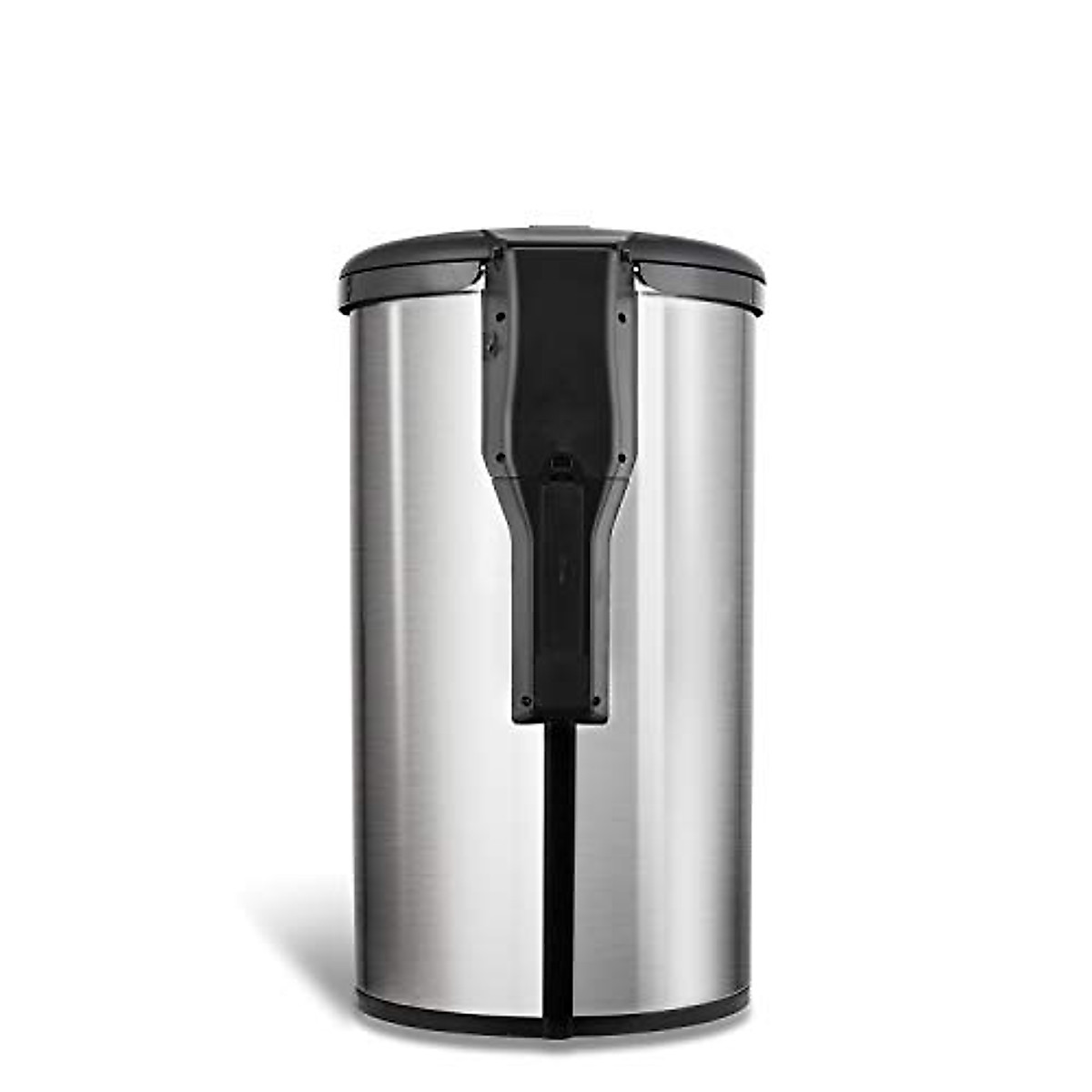 NINESTARS TTT-45-8 Automatic Tap Sensor Trash Can, 12 Gal 45L, Stainless Steel Base (Round, Black Lid)