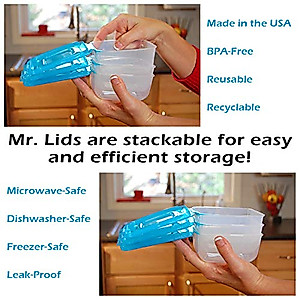 Mr. Lid Premium Attached Storage Containers | Permanently Attached Plastic Lid, Never Lose | Space Saving (7 piece set)