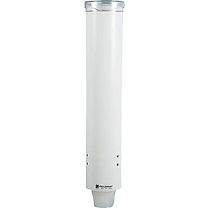San Jamar C4160WH Small Pull-Type Water Cup Dispenser, Fits 3 to 4-1/2 oz Cone Cups and 3 to 5 oz Flat Bottom Cups, White
