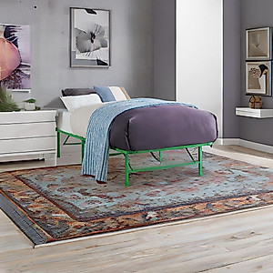 Ergode Horizon Metal Bed Frame | Stainless Steel | 14-inch Clearance | 1300 lbs Capacity | No Box Spring | Easy Assembly | Twin Size (MOD-5427-GRN-VV)