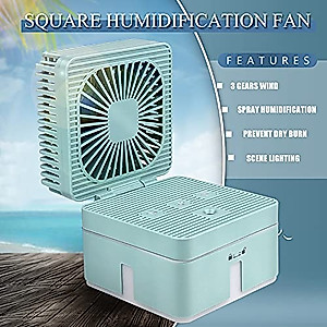 ZZCC USB Air Circulator Fan Mini Misting Fans Rechargeable Fold Ultra-light Portable 3 Speeds Modes, for Bedroom Livingroom Office (Blue)