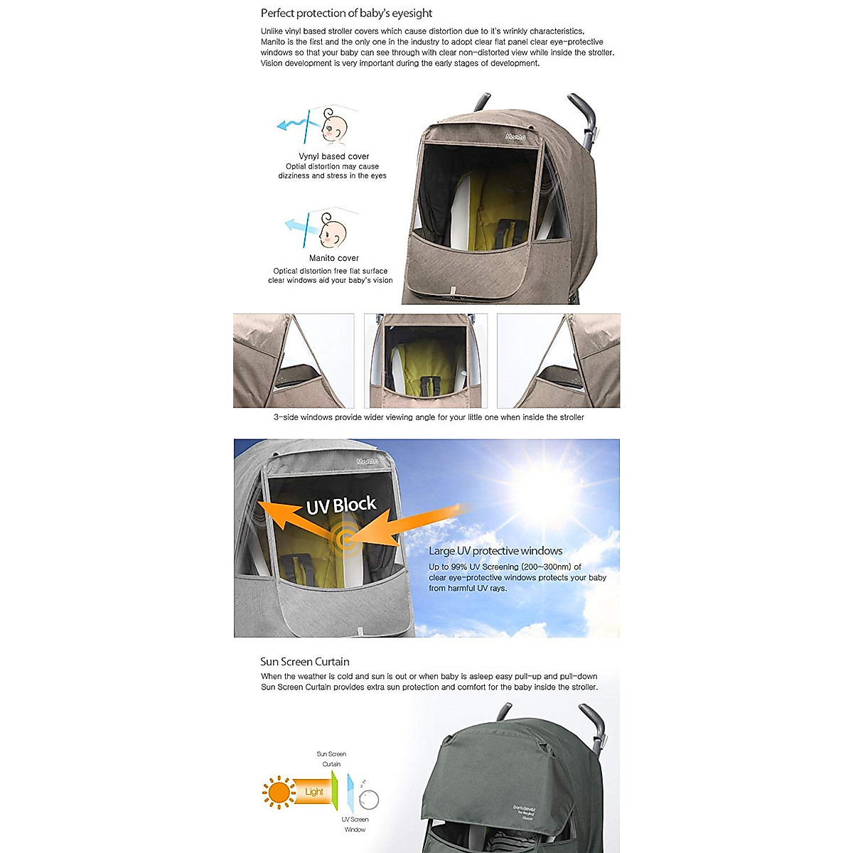 Manito Melange Alpha Stroller Weather Shield (Black)