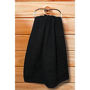 STF LINEN Hand Towels – (Pack of 24) Black Salon Towels - 100% Cotton Spa Towels – 16x27 inches Highly Absorbable Facial Towels Gym Towels Hair Towels and Face Towels Bulk Small Towels