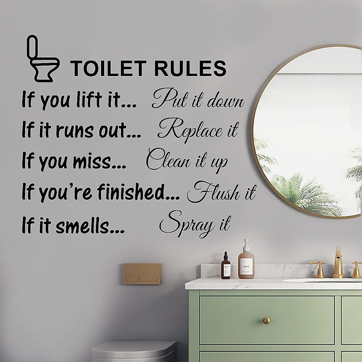 NC Home Stickers Toilet Rules Bathroom Decals Wall Quotes Vinyl Stickers Wall Art Decor for Bathroom Large Wall Sticker Home Decorations.
