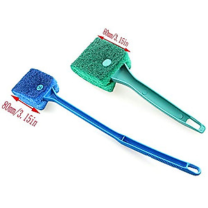 LQ Industrial 2PCS Fish Tank Cleaning Brush 2 Colors Aquarium Fish Tank Double Sided Cleaning Sponge Brush
