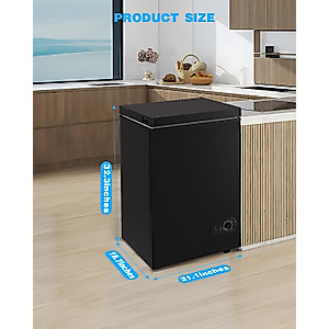 Iorbur FLG-100Q-Black 7.0 Cu.Ft Chest, Adjustable 7-Gear Temperature Control, with Removable Baskets, Deep Compact Freezer for Home, Kitchen, Garage, Office, Shop, RVs-Black