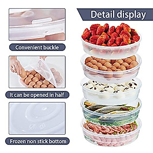 Ternual Multipurpose Pie Carrier with Lid and Handle Egg Container Holds Pies 30 Eggs 12/3.5 Inches Suitable for Cheese Cake, Corn Pie, Fruit White Clear Visible