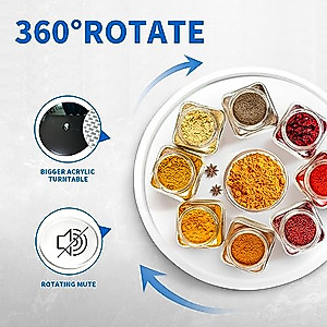 13.2 White inch Bathroom Lazy Susan Counter Non-Skid Tray for Cabinet Pantry Kitchen Home Table, Made of Beech, DIY Assembly Turntable Lazy Susan Organizer