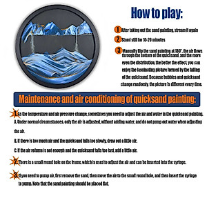 ETULLE Moving Sand Art Picture, 360° Rotating Wall Art Mounted Glass Crafts, Round Glass 3D Deep Sea Sandscape in Motion Display Flowing Sand Gift for Home Office Wall Art Decor