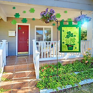 KUUQA Happy St. Patrick's Day Garden Flag Decorative Clovers Irish Green Shamrocks 12 x 18 Inches for Garden and Home Decorations
