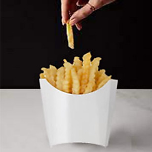 Angel's Peel Lounge Disposable Snack Containers/French Fry Box Holders 4oz – White Paper French Fry Scoop for Onion Rings, and Popcorn - Kid's Paperboard Snack Cup – Party Favors (Pack of 50)