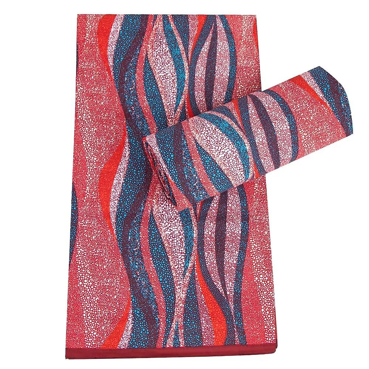 ANNINGWAX 100% Cotton African Ankara Print Fabric African Party Clothing Red Fabric 6 Yards