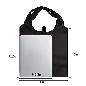 Aricsen 5 Pack 15x4.5x15 Inch Mixed Color Reusable Grocery Bags with Handles Bulk Heavy Duty, Shopping Foldable Kitchen Bags Large Machine Washable for Pocket Lightweight Nylon Polyester Cloth