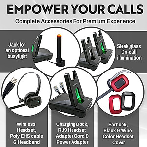INNOTALK Wireless Headset Compatible with Polycom VVX 101, VVX 201, VVX 301, VVX 311, VVX 401, VVX 411, VVX 501, VVX 601 Phone with Remote Answering Cord(Explorer)
