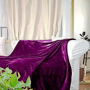 VANSILK Flannel Fleece Throw Blanket for Couch Purple 300 GSM, Lightweight Luxury Fuzzy Cozy Throws and Blankets for Sofa or Bed, Super Soft & Comfy (90x90 Inches)