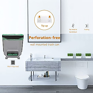 Hanging Trash Can and Dedicated Biodegradable Trash Bags 5 Rolls