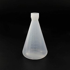 ULAB Scientific Conical Polypropylene Erlenmeyer flasks 2000ml Narrow Neck with Screw Cap Sets, Molded Graduations, UEF1004