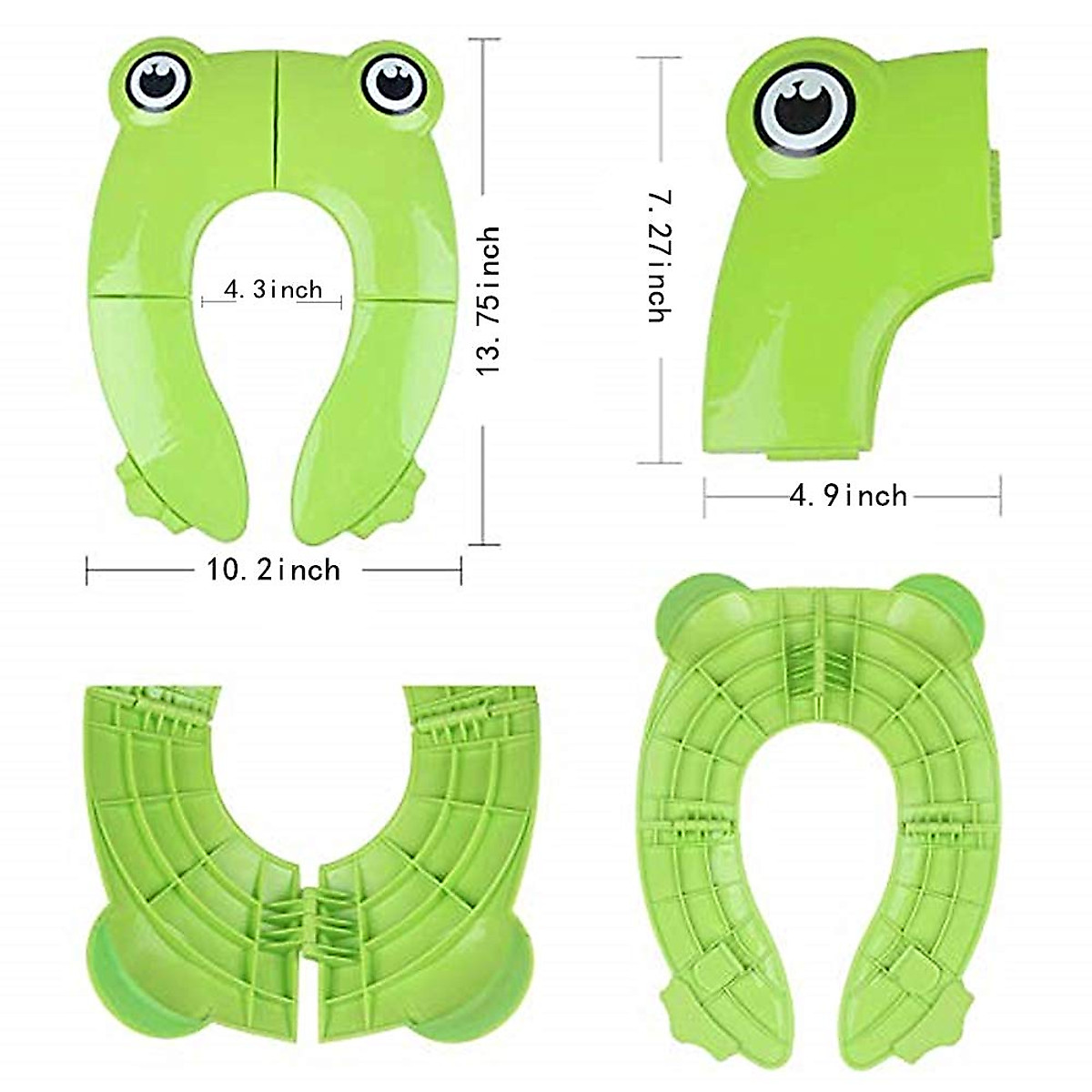 Portable Potty Training Seat Folding Travel Potty Toilet Seat with Non Slip Silicone Pads for Toddler Baby Boys Girls (Green)
