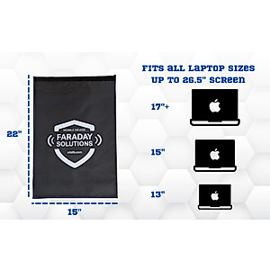 Digital Forensic Evidence Laptop Faraday Case with Faraday Solutions Enhanced X2 Shielding for Executive Travel and Personal Privacy (Cellphones, Tablets, Laptops 22 inch x 15 inch), Black