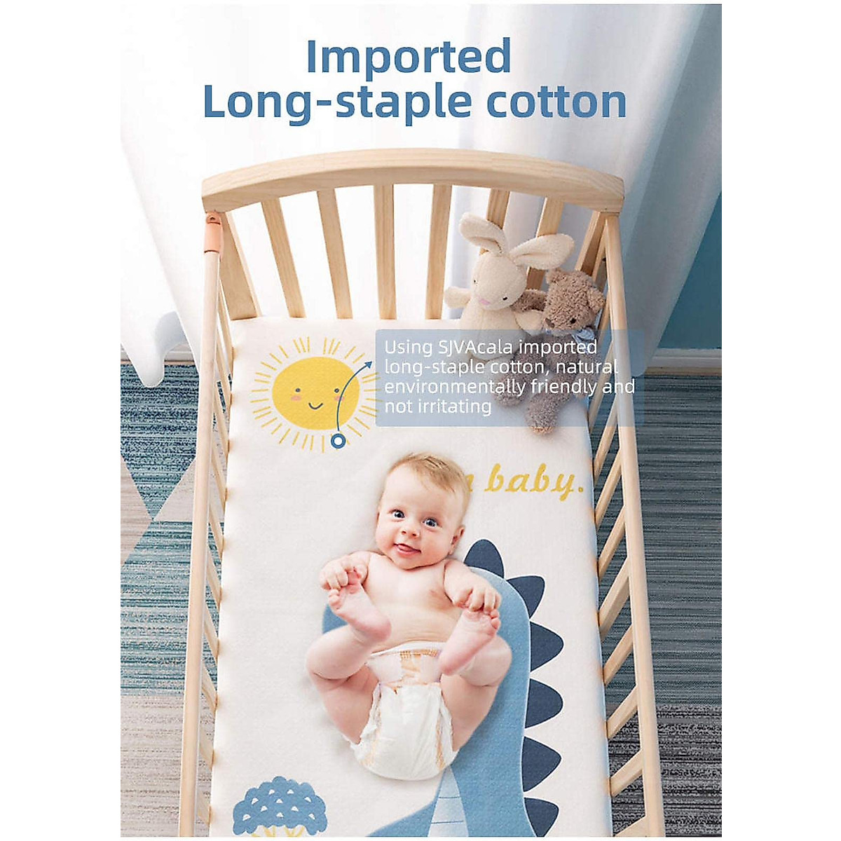 Waterproof Washable Bed Pads- Potty Training - 4-Layer of Pure Cotton - Mattress Protector Crib, Incontinence (35 x 28 in) (Dinosaur)