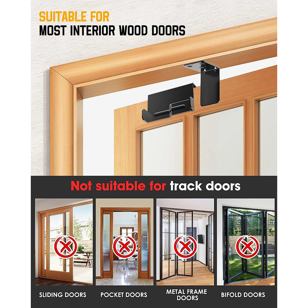 SKMYL Door Locks for Kids Safety, Child Proof Door Top Lock,Keep Children & Autistic at Home,Made of Durable Metal (Black 1 Pcs)