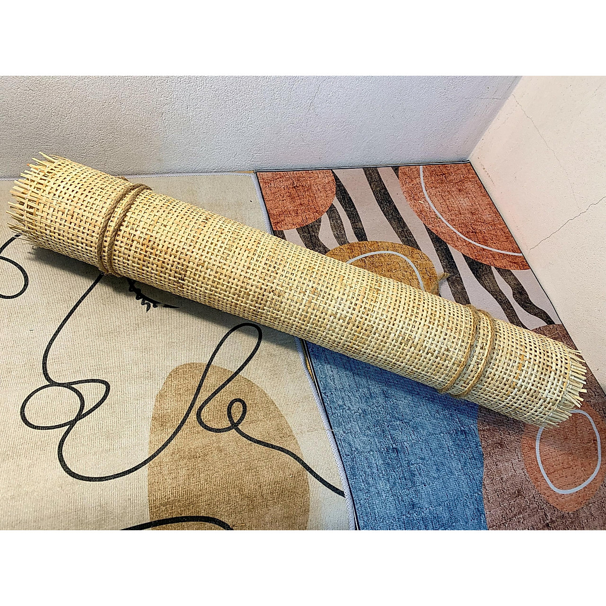 20" (1.7Feet) Width x 6.6 Feet Length Natural Rattan Roll, Rattan, Large Size Cane Webbing, Rattan Fabric, Caning Material, Cane Webbing Roll, Rattan Webbing from Origin Asia for Rattan Furniture