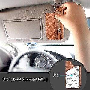 Yohulod Flip Leather Phone Wallet Stick On, Adhesive Credit Card Pocket with Adjustable Stand Function for Back of Most Phone Case Suitable for iPhone and Android (Brown)